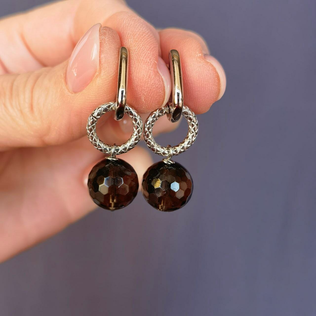 Серьги, раухтопаз