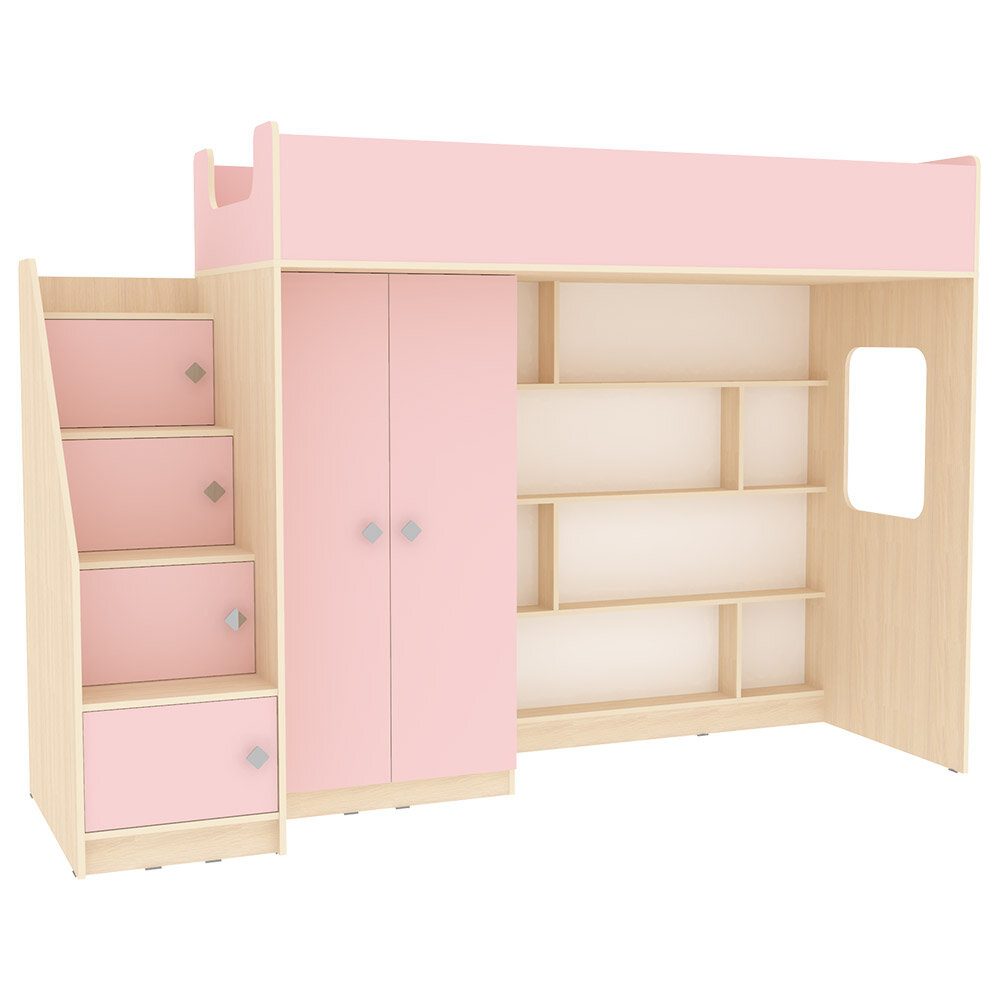 Кровать чердак Л-A602.3 75х190 Дуб Молочный Розовый
