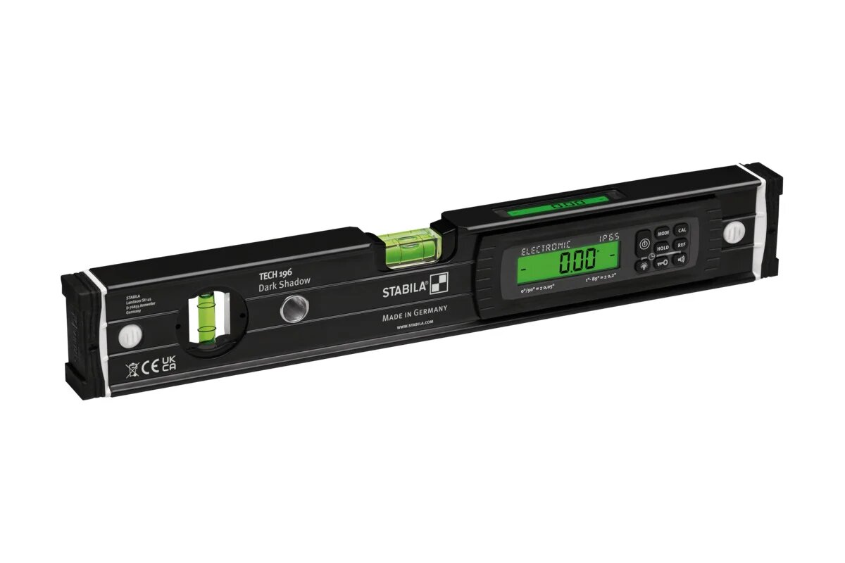 STABILA Уровень TECH 196 DL, 40см (IP 67, 1верт,1гориз, 2 ЖК диспл, точн. 0,5 мм/м) Dark Shadow 20006