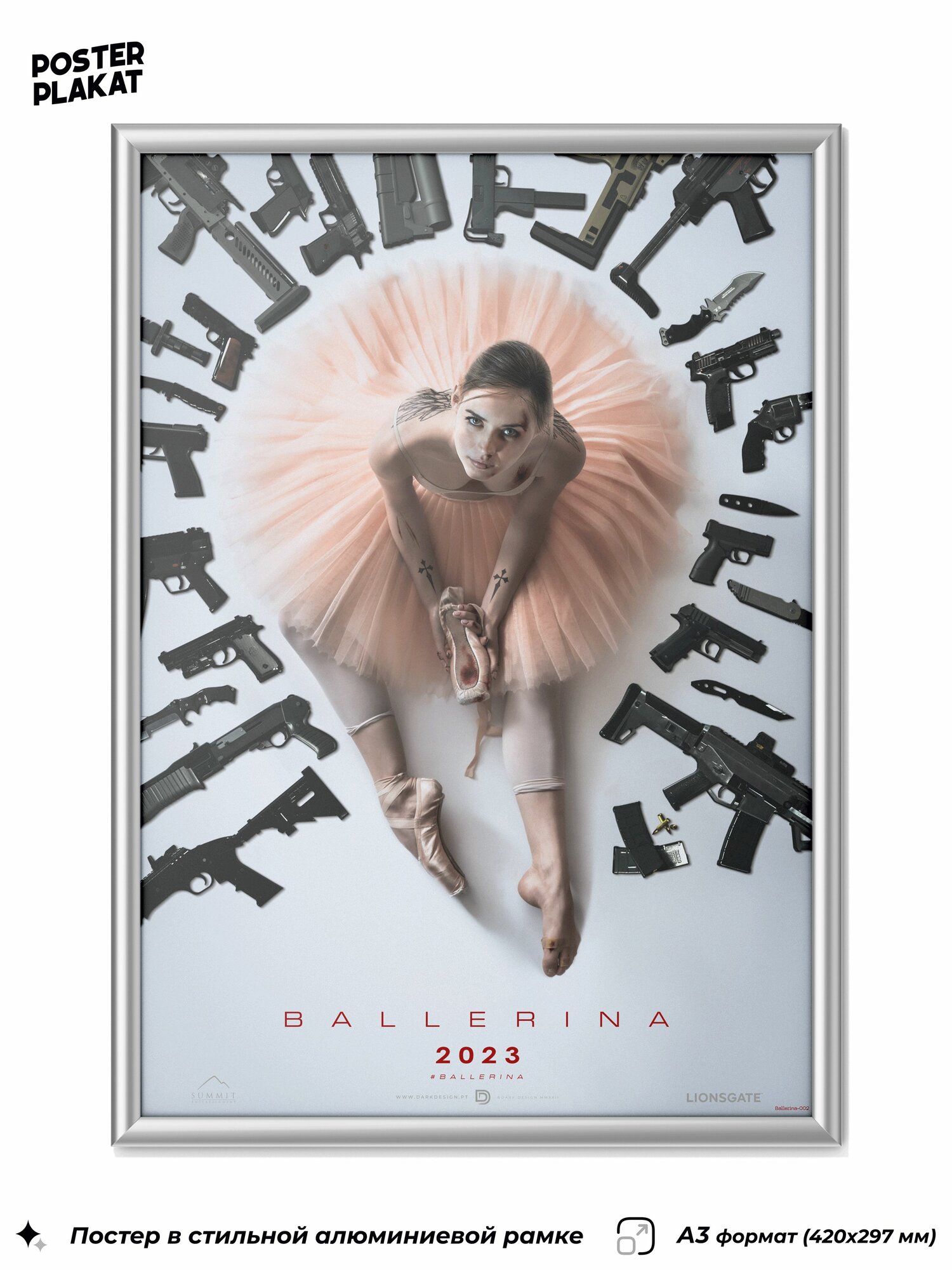 Постер Балерина / From the World of John Wick: Ballerina, Ана де Армас, по мотиву фильма, в раме, А3 (420х297 мм), Постер Плакат