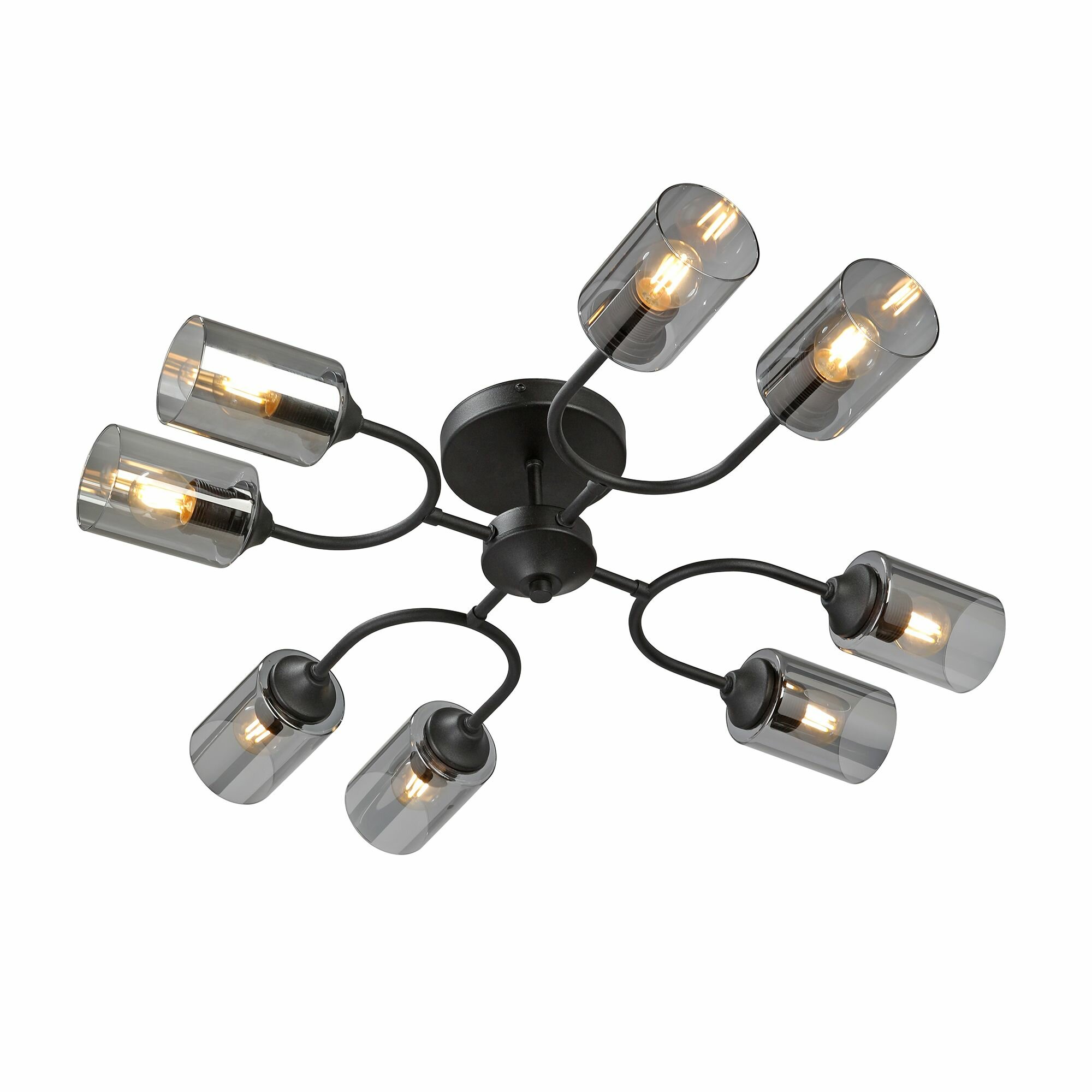 Люстра потолочная Vitaluce V2823-1/8PL, 8 ламп, E27 макс. 40Вт, 24м2, цвет чёрный матовый.