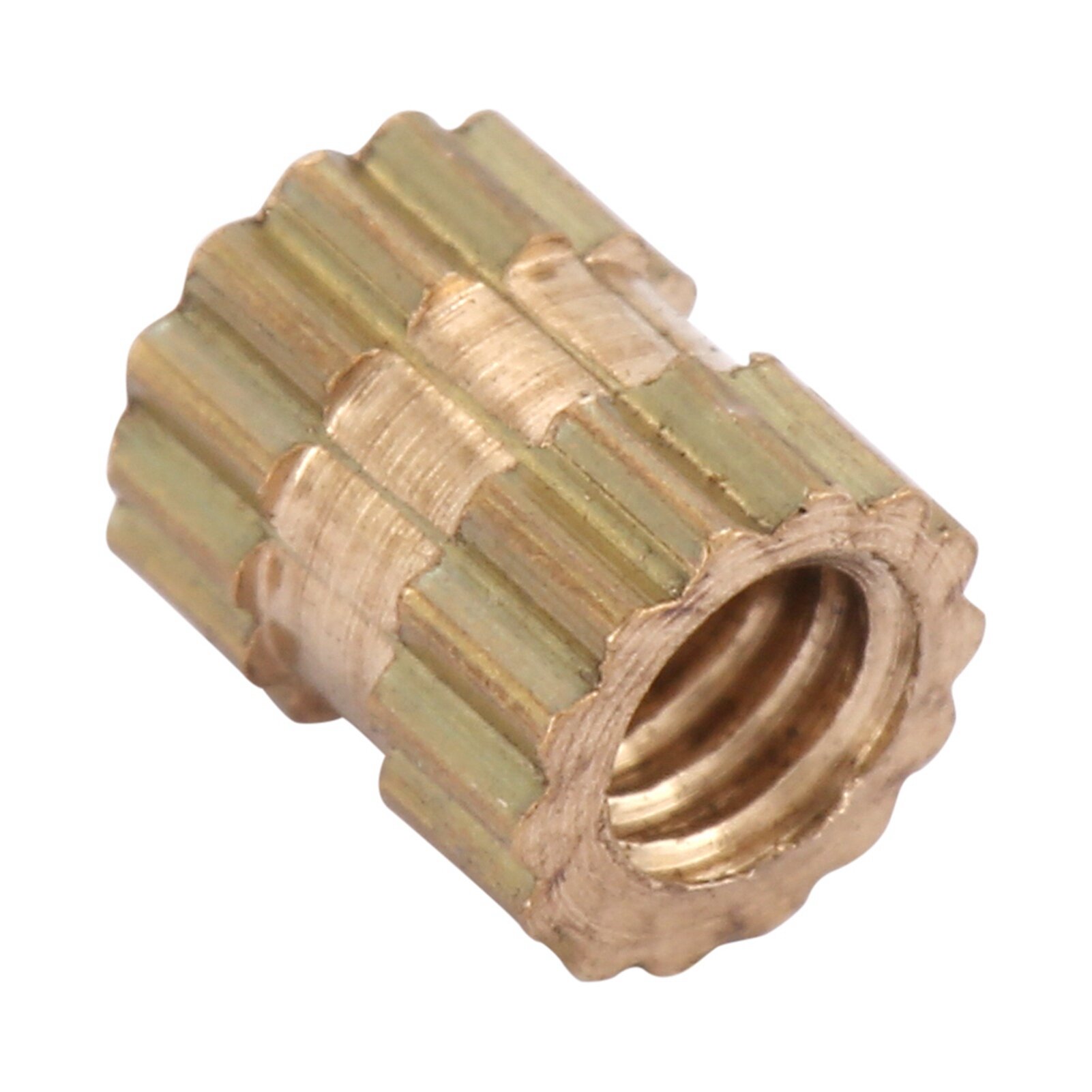 Латунный цилиндр M2,5 с накаткой и закладными гайками (M2,5*4*3,5; 100 шт.)