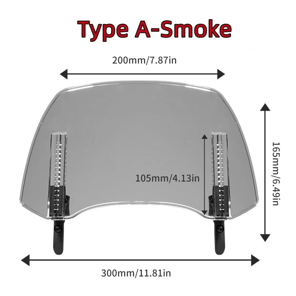 Ветровое стекло Type A-Smoke, 300x200x165 мм, серый