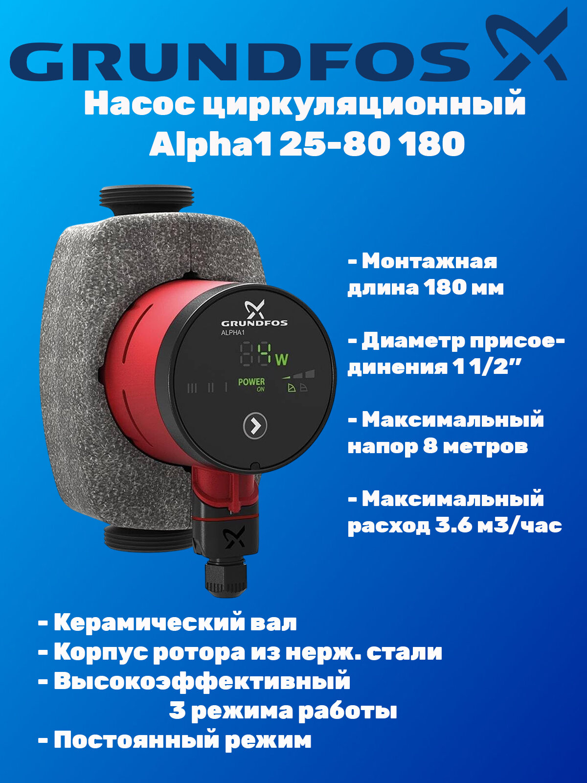 Циркуляционный насос Grundfos Alpha1 L 25-80-180 99199577 Model D