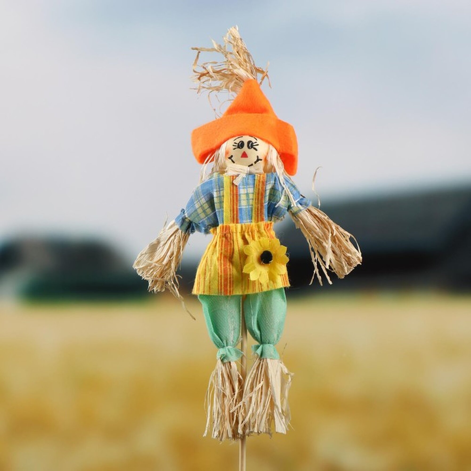 Пугало Greengo, флизелин, текстиль, дерево, высота 50 см, микс