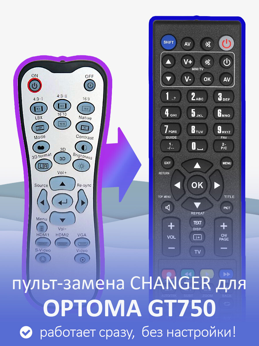 Пульт-замена для Optoma GT750
