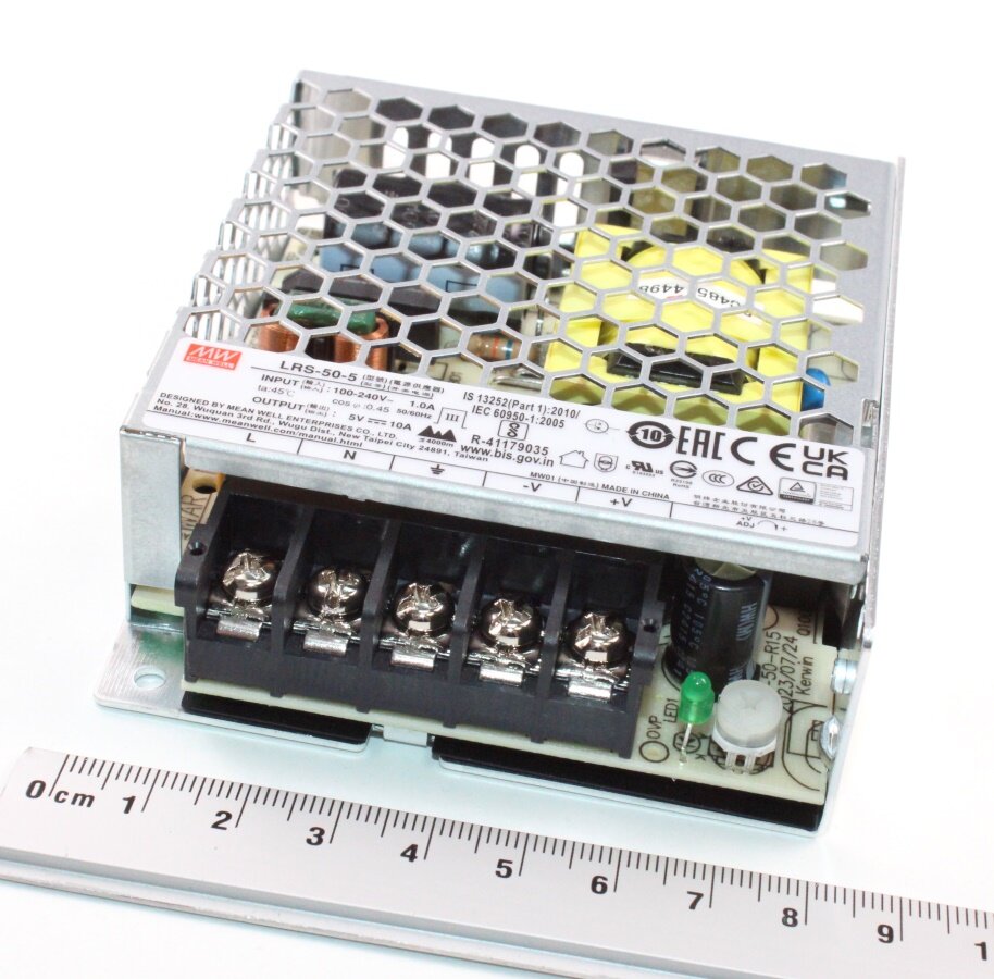 5V, 50W, 10A LRS-50-5, Модуль питания сетевой (блок питания с винтами), MW