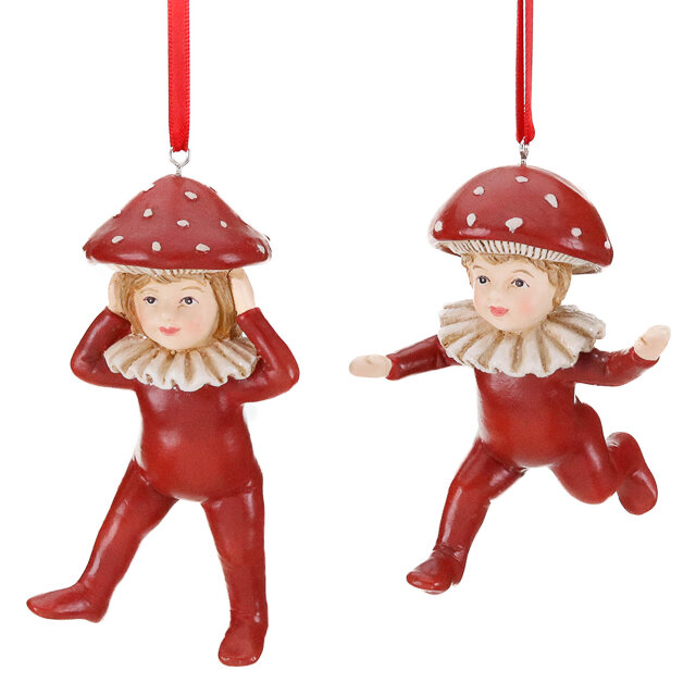 Набор елочных игрушек Мухоморчики - Грибной Маскарад 12 см, 2 шт, Goodwill, D42000-набор