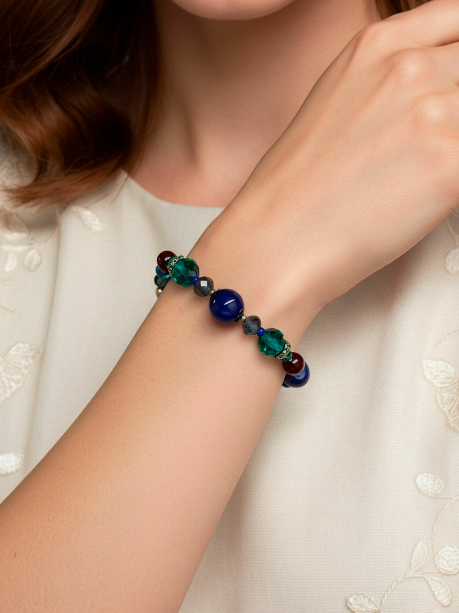 Браслет, агат, кварц