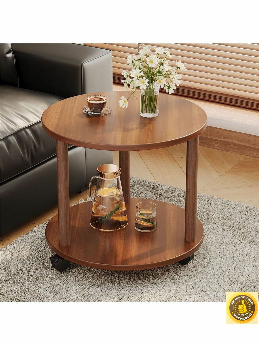 Деревянный столик-тумбочка в ретро-стиле: мобильный круглый столик для гостиной, комнаты, маленьких квартир, подставка для ноутбука, тумбочка для кровати