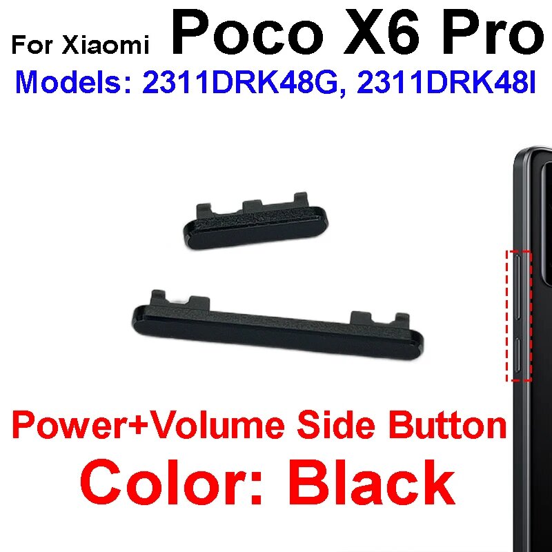 Боковые клавиши переключателя питания + громкости для Xiaomi Poco X5 X6 Pro X6, боковые кнопки Neo Control, запасные части для ремонта