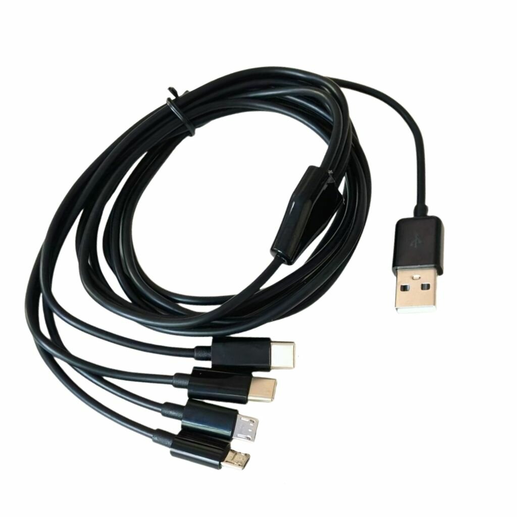 2-метровый USB-кабель для четырех зарядных кабелей, 2 типа C2 MICRO-черный