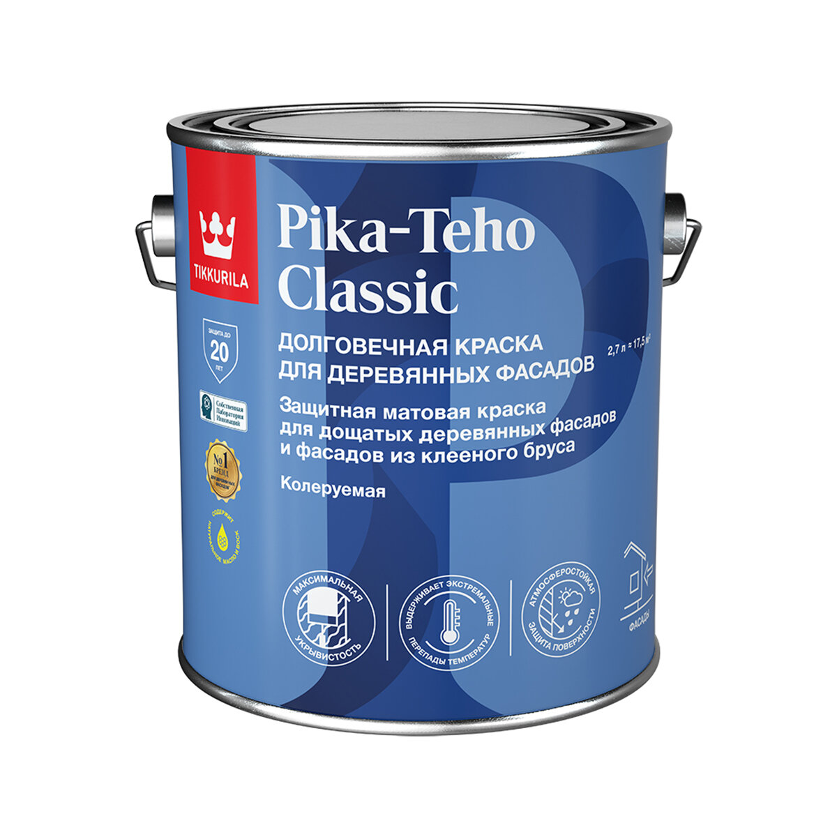 Краска для деревянных фасадов Tikkurila PIKA-TEHO CLASSIC, база С, 2.7 л, матовая