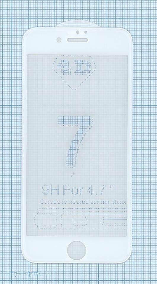 Защитное стекло 4D для Apple iPhone 7 белое