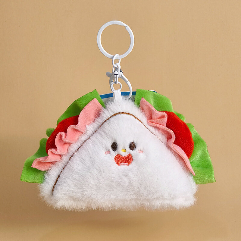 Милое плюшевое кольцо с изображением сэндвича, 12 см, обеденный акцент для сумок и ключей