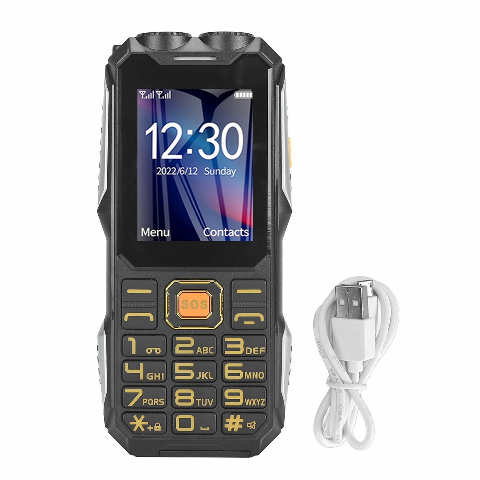 Прочный телефон 4G, 2.6", 16800 мАч, фонарик (Черный)