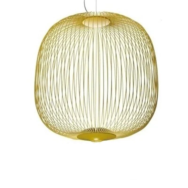 Подвесная лампа Spokes LED Loft Minimalist Birdcage для вестибюля виллы, лестницы, домашнего декора, лестничной площадки, итальянское освещение — желтый