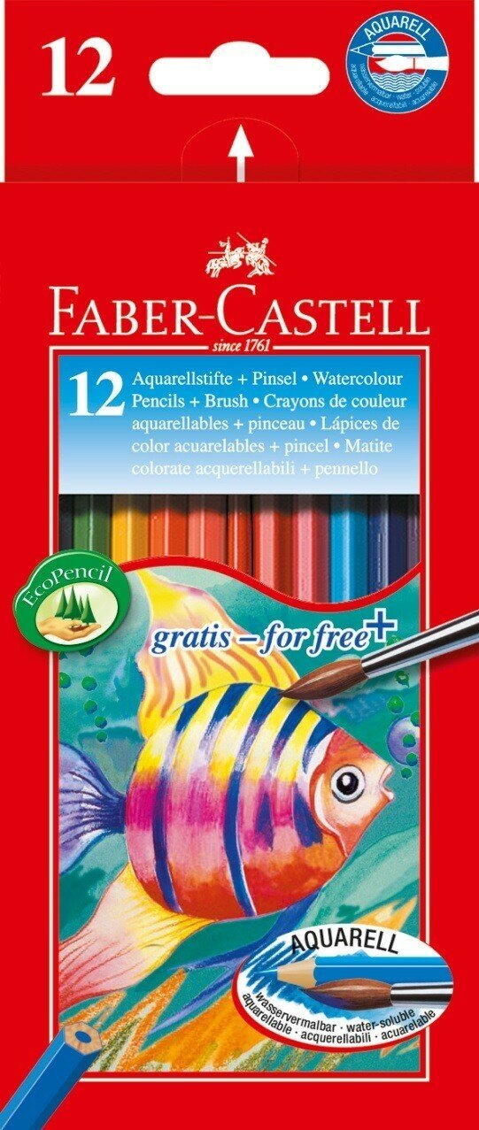 Акварельные карандаши Faber Castell Акварельные карандаши Рыбки, 12 цветов + кисточка