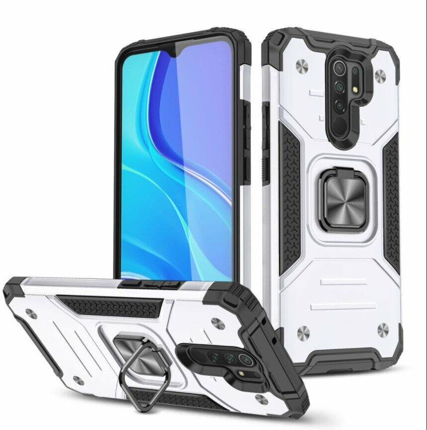 Чехол противоударный для Xiaomi Redmi 9 / Редми 9 armor (Серебристый)