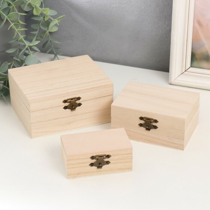 Набор шкатулок для росписи дерево «Сундучки», 3 шт, для творчества, декора