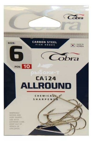 Крючки Cobra ALLROUND серые CA124 размер 006 10шт