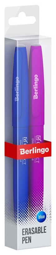 Ручка гелевая стираемая Berlingo "Correct" синяя, 0,6мм, корпус синий+фиолет, 2шт