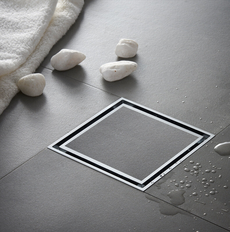 Трап хромированный из нержавеющей стали с обратным клапаном 10см*10см, E080 Bavari