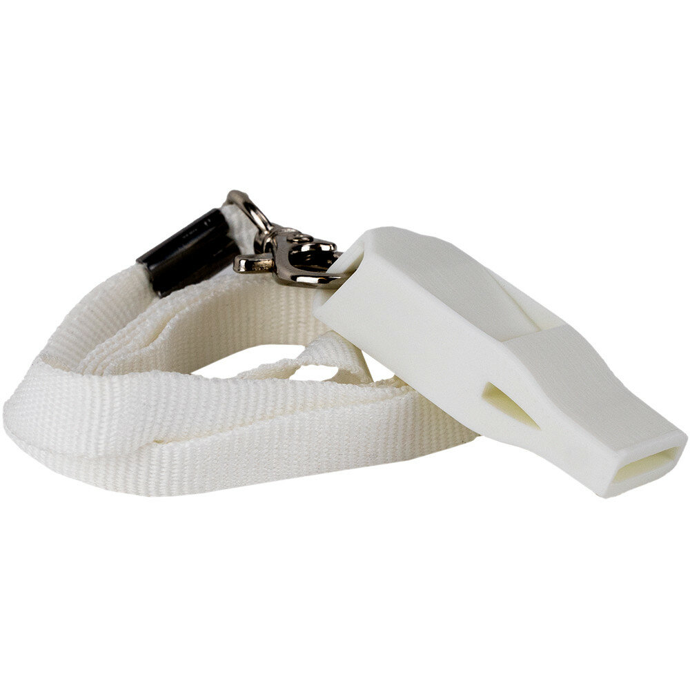 Свисток профессиональный Jumpfs, Fs-wt, пластик, без шарика, на ленте с карабином, белый (дл. 5 см)