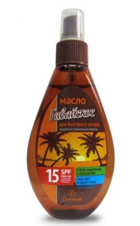 Масло для быстрого загара Floresan Пальмовый рай Гавайское, SPF 15, 160 мл
