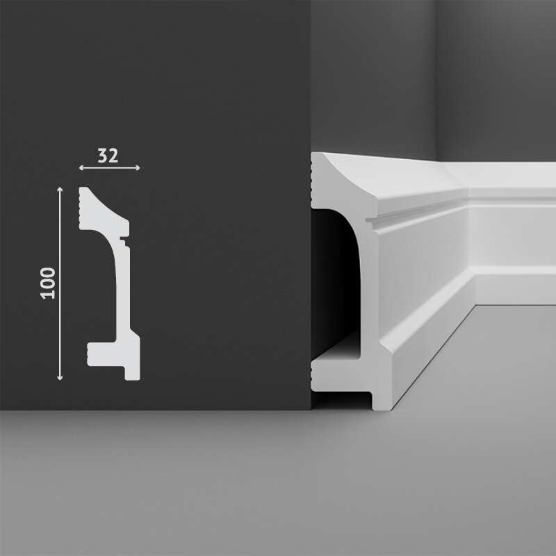 Плинтус дюрополимер напольный Decostar (Декостар), 100х32х2000 мм, SK35 белый