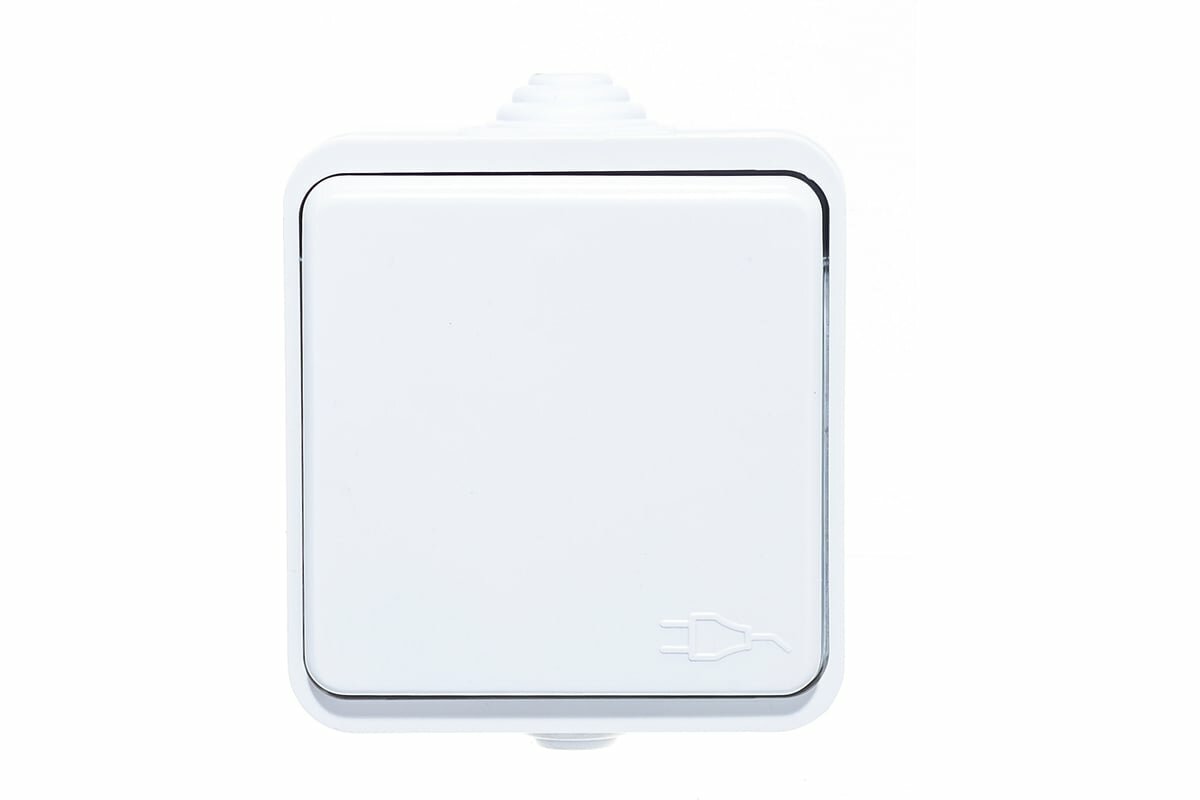 IN HOME Одинарная розетка AQUA с крышкой белая полугерметичная 3110 для ванной