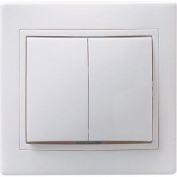 Выключатель IEK / ИЭК Кварта ВС10-2-0-КБ, 10А IP20 скрытой установки белый 80х81х46.5мм двухклавишный, EVK20-K01-10-DM / переключатель