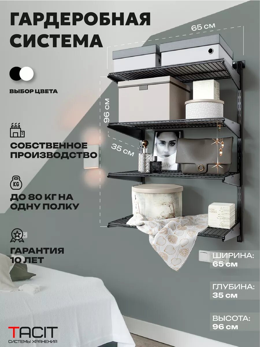 Гардеробная система хранения настенная – стеллаж для вещей