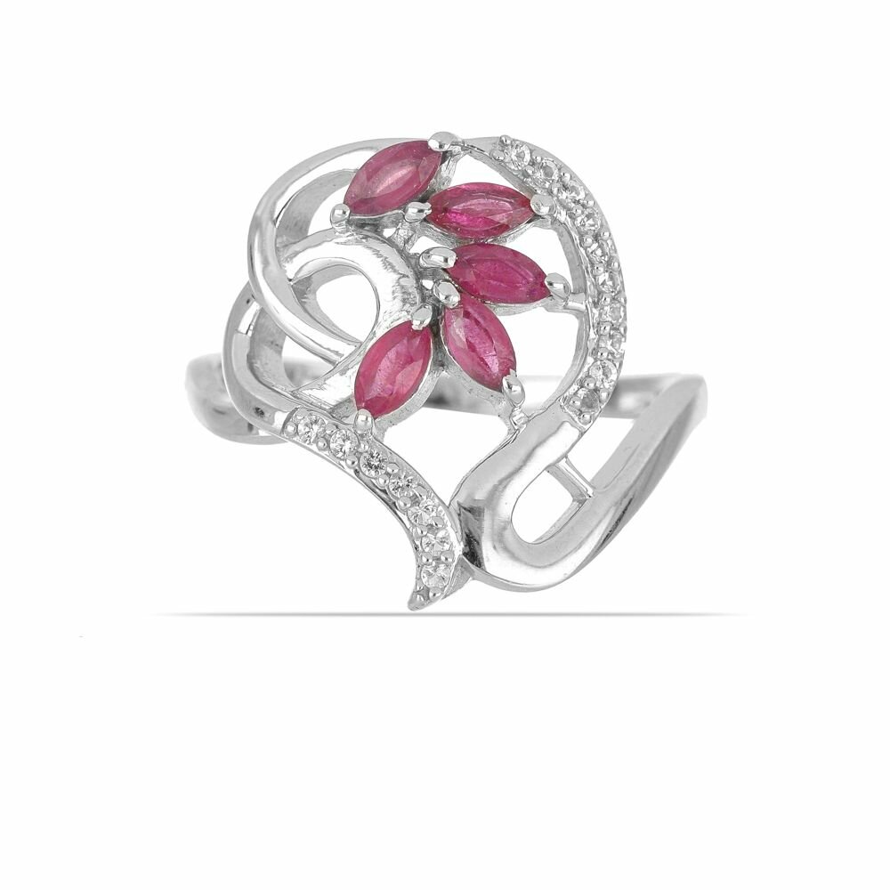 Кольцо Ювелирия, серебро, 925 проба, родирование, рубин, топаз