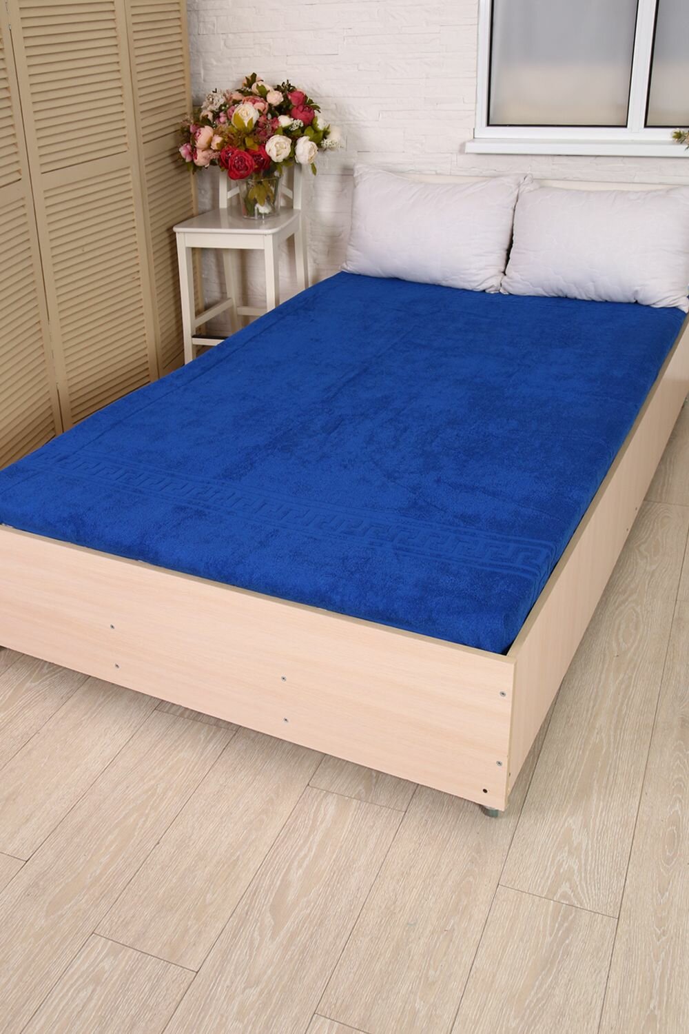 Простыня Махровая Ярко-Синяя 150х200 100% Хлопок