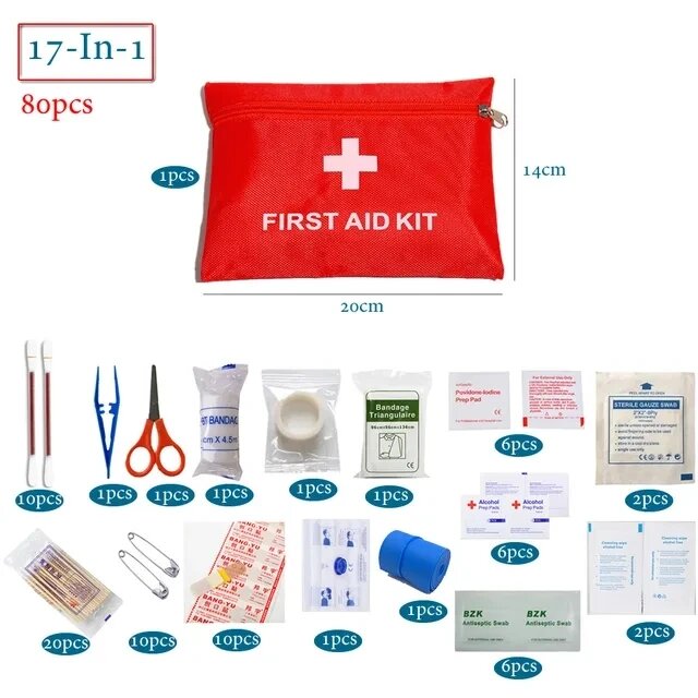 ELEFIRST Person Portable Mini Outdoor Waterproof First Aid Kit 17 in 1
