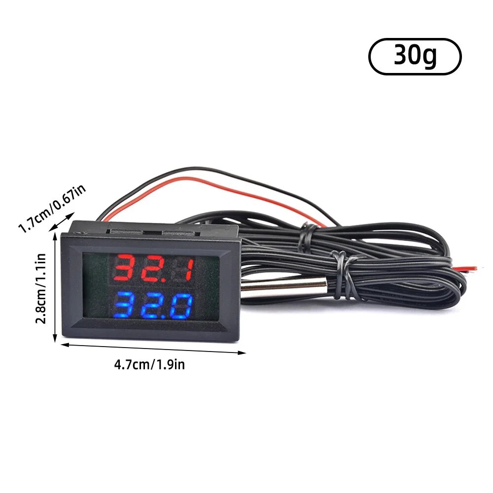 Цифровой термометр Aideepen W1209WK, Черный, Red Blue 3 Bits