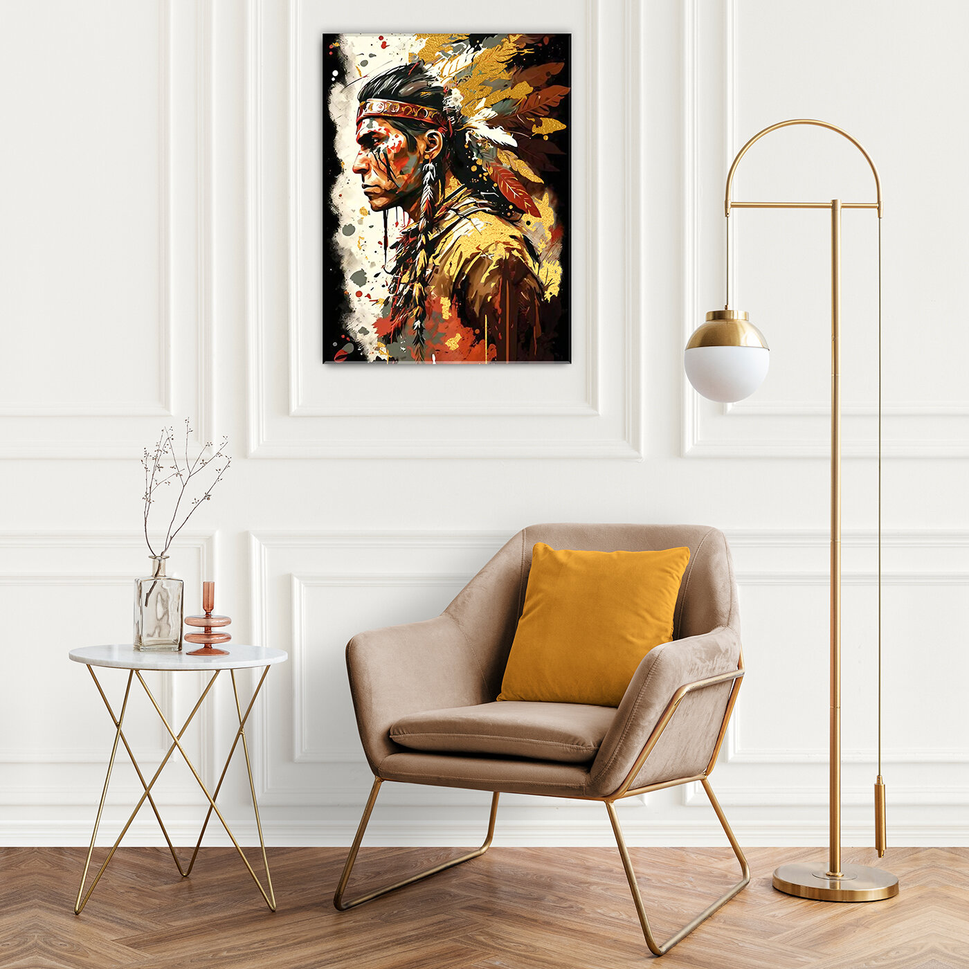 Картина по номерам 40х50см с поталью Индейский вождь Флюид HR0599 шт