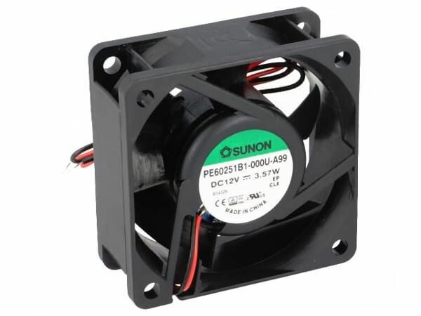 Вентилятор SUNON PE60251B1-A99, 12 В DC, 60 x 60 x 25 мм, подшипник качения, 61,16 куб. м/ч, 44 дБА, 26AWG