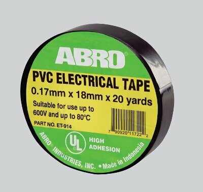 Изолента ABRO черная термостойкая 80С ET-914, ET914 (упаковка 2 шт.), ABRO ET-914