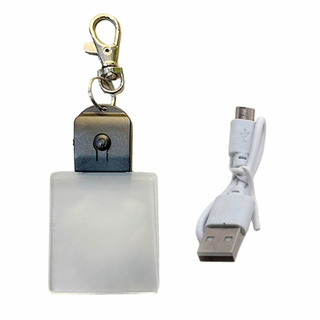 Световой брелок со светодиодной подсветкой-перезаряжаемый черный 2-квадратный