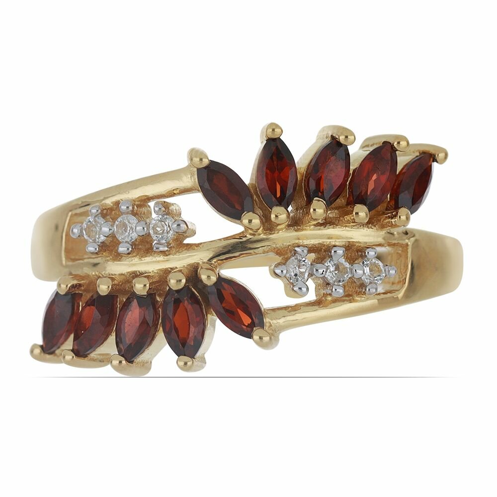 Кольцо, серебро, 925 проба, гранат, топаз