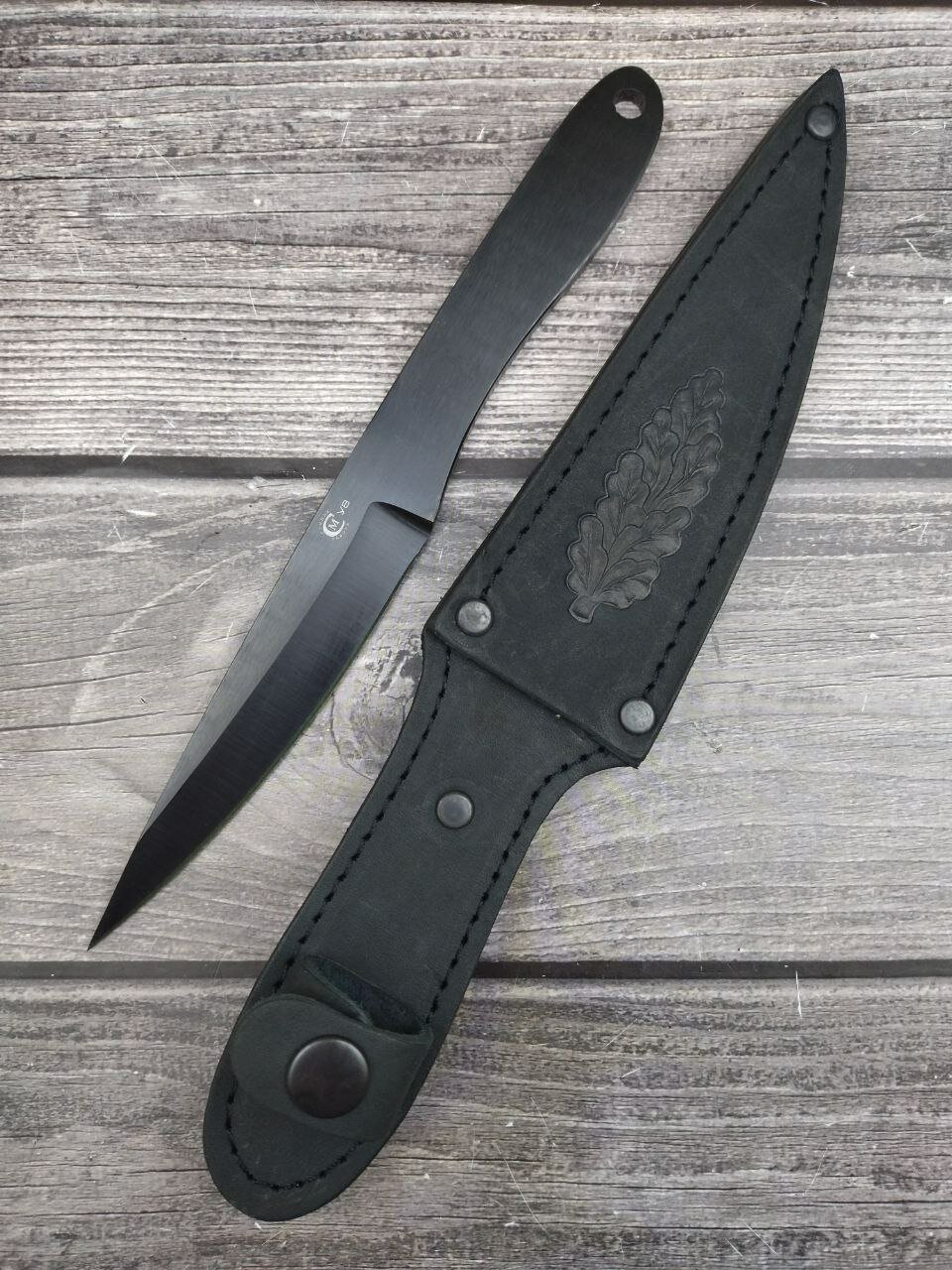 Нож Игла, сталь У8, цельнометаллический, ножны из натуральной кожи, Мастерская Семина