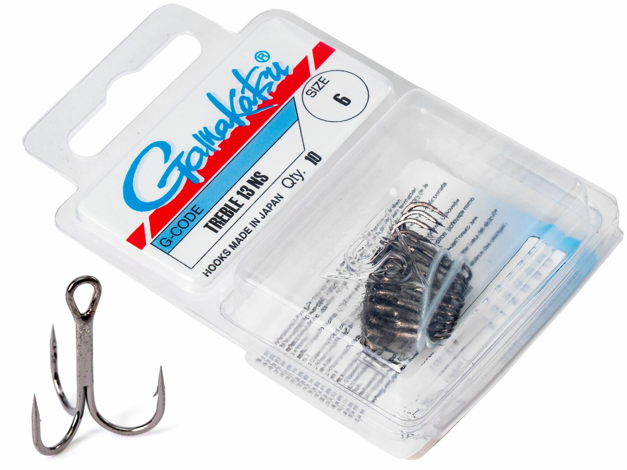 Крючки для рыбалки тройники металлические набор на щуку и сома, Gamakatsu 13NS TREBLE HOOKS BLACK разм. 06 10шт, снасти карповые летние Япония