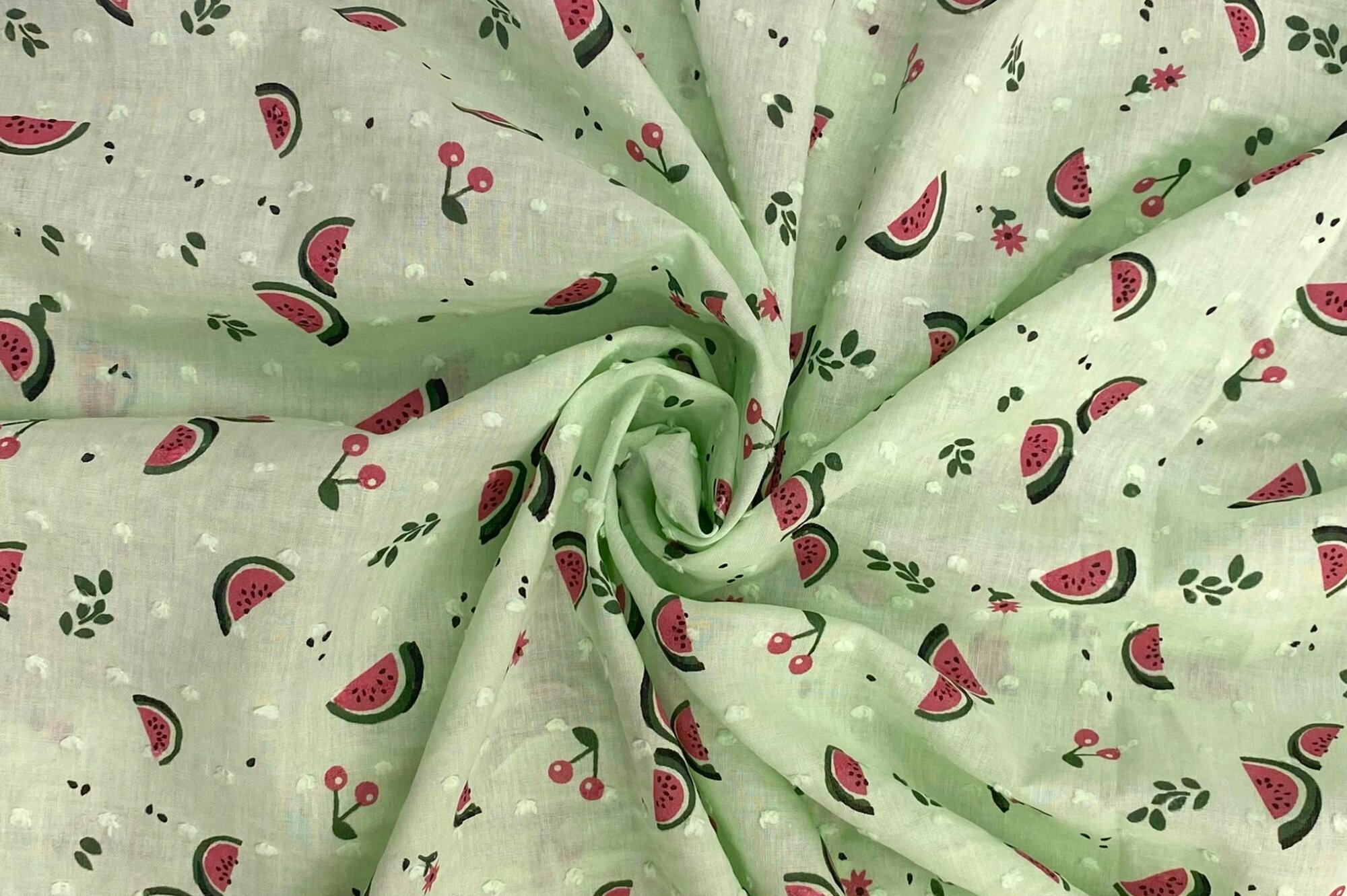 Ткань Батист «Арбузики», 110 г/пм, ш144см, 0,5 м