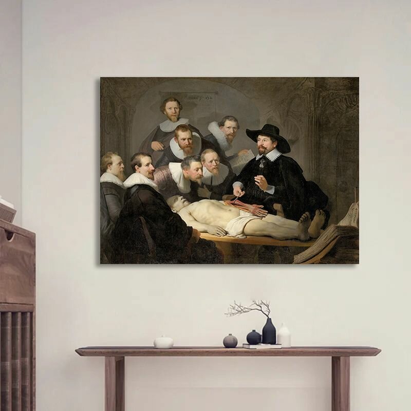 Рембрандт "Урок анатомии доктора Тульпа", Картина репродукция, 60х80 см.