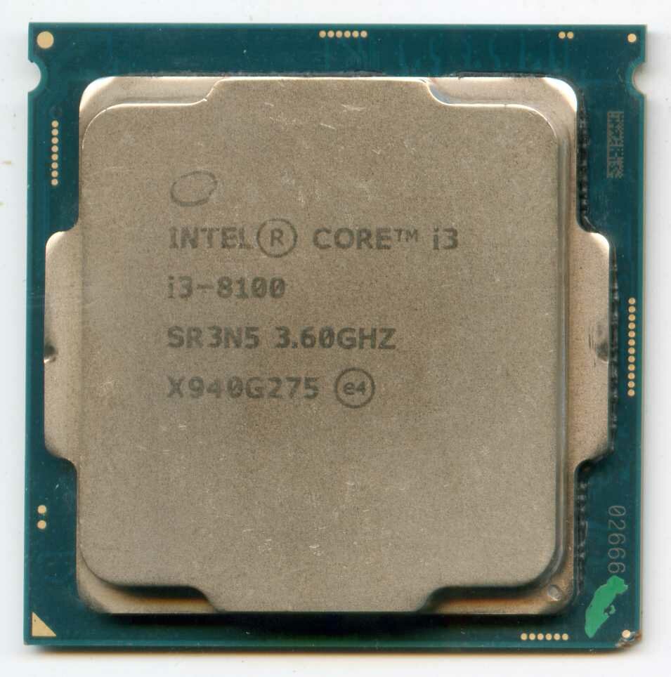 Процессор Intel Core i3-8100 3.6 Ghz, Socket 1151/6Mb/4x Core/UHD630, SR3N5 битый угол