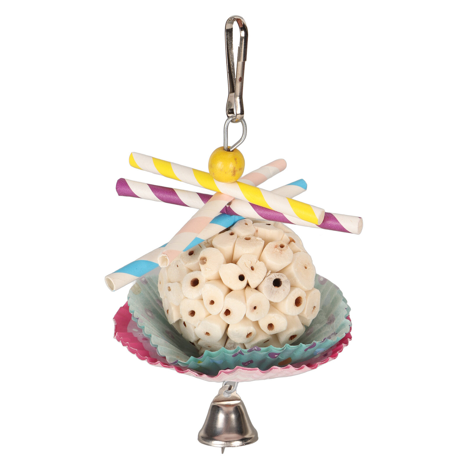 Торт, игрушка для сбора птиц, съедобная мягкая игрушка для облегчения скуки, попугай, измельчающая жевательная игрушка для кореллы, волнистый попугайчик, один шарик, веревка