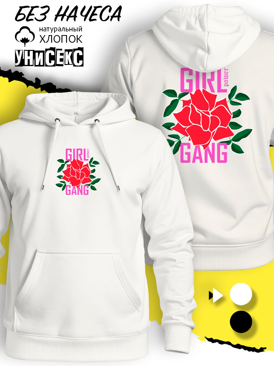 Худи Толстовка свитшот роза с надписью girl gang