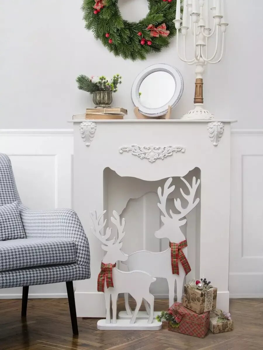 Новогодние олени. Комплект из двух больших рождественских оленей